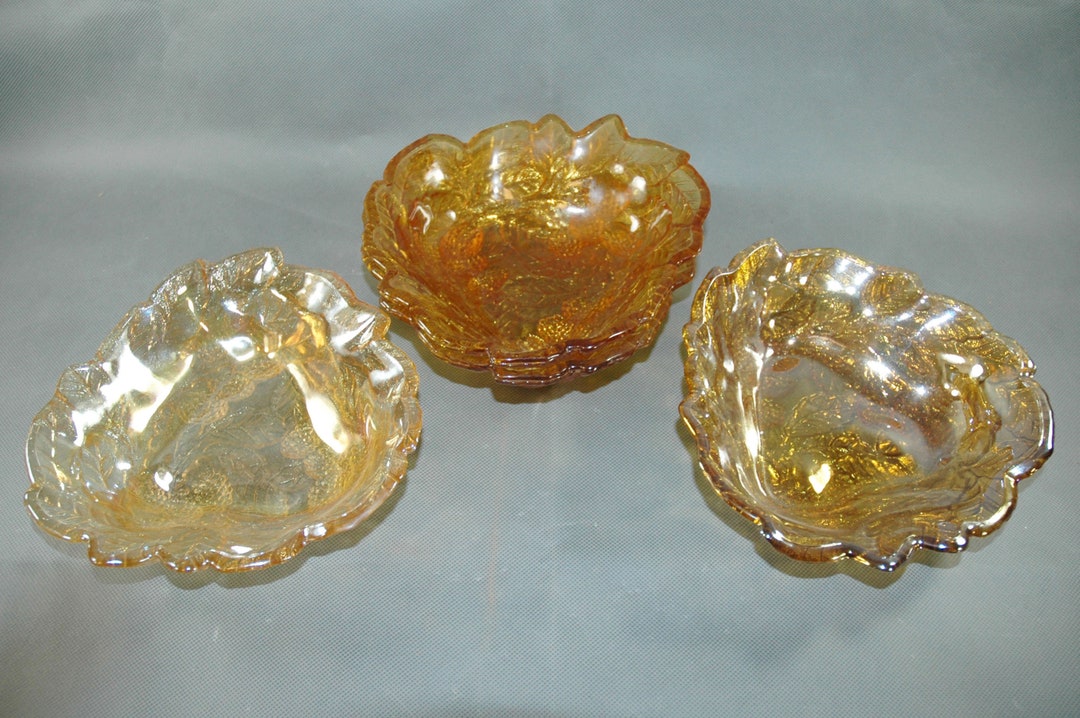 Indiana Glass Loganberry Bonbon Iridescent Amber Marigold Carnival ...