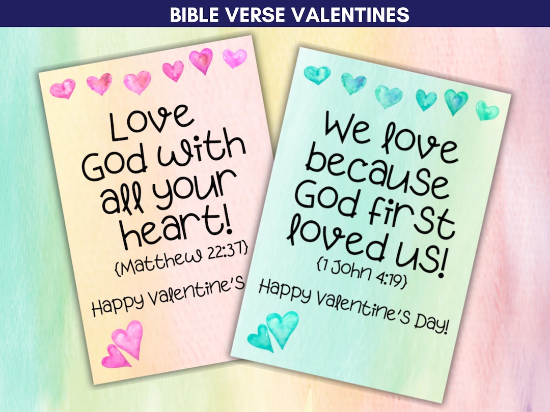 Christian Valentine Printable | Bible Verse Cards for Kids | Instant ...