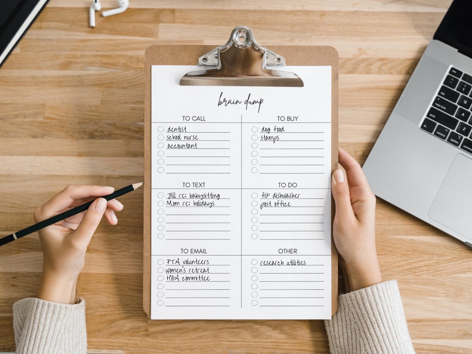 Brain Dump Worksheet Printable: Categorized To-do List (PDF Download ...