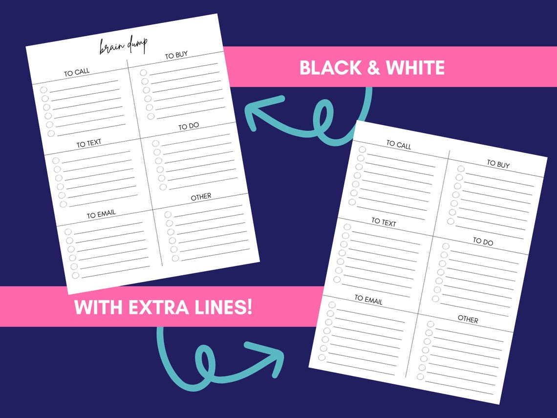 Brain Dump Worksheet Printable: Categorized To-do List (PDF Download ...