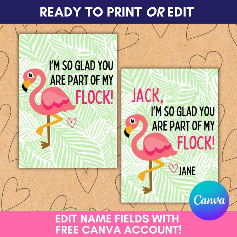 Flamingo Valentines - Etsy