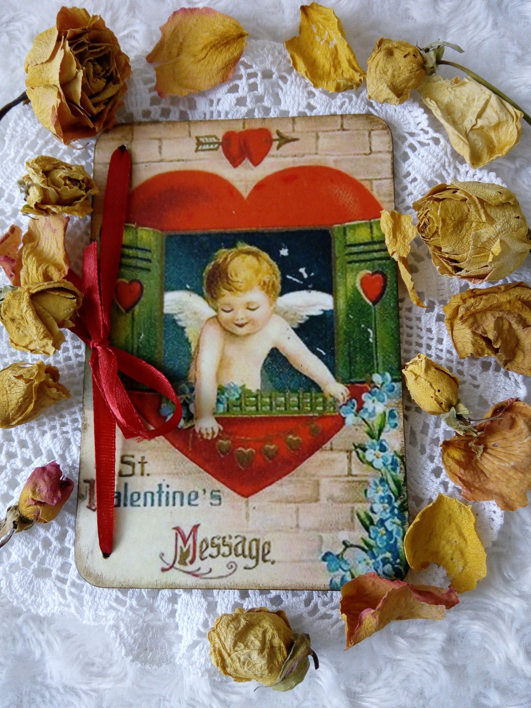 Wooden Valentines Cards for 1st Valentine's Day Gift Vintage Style Card ...