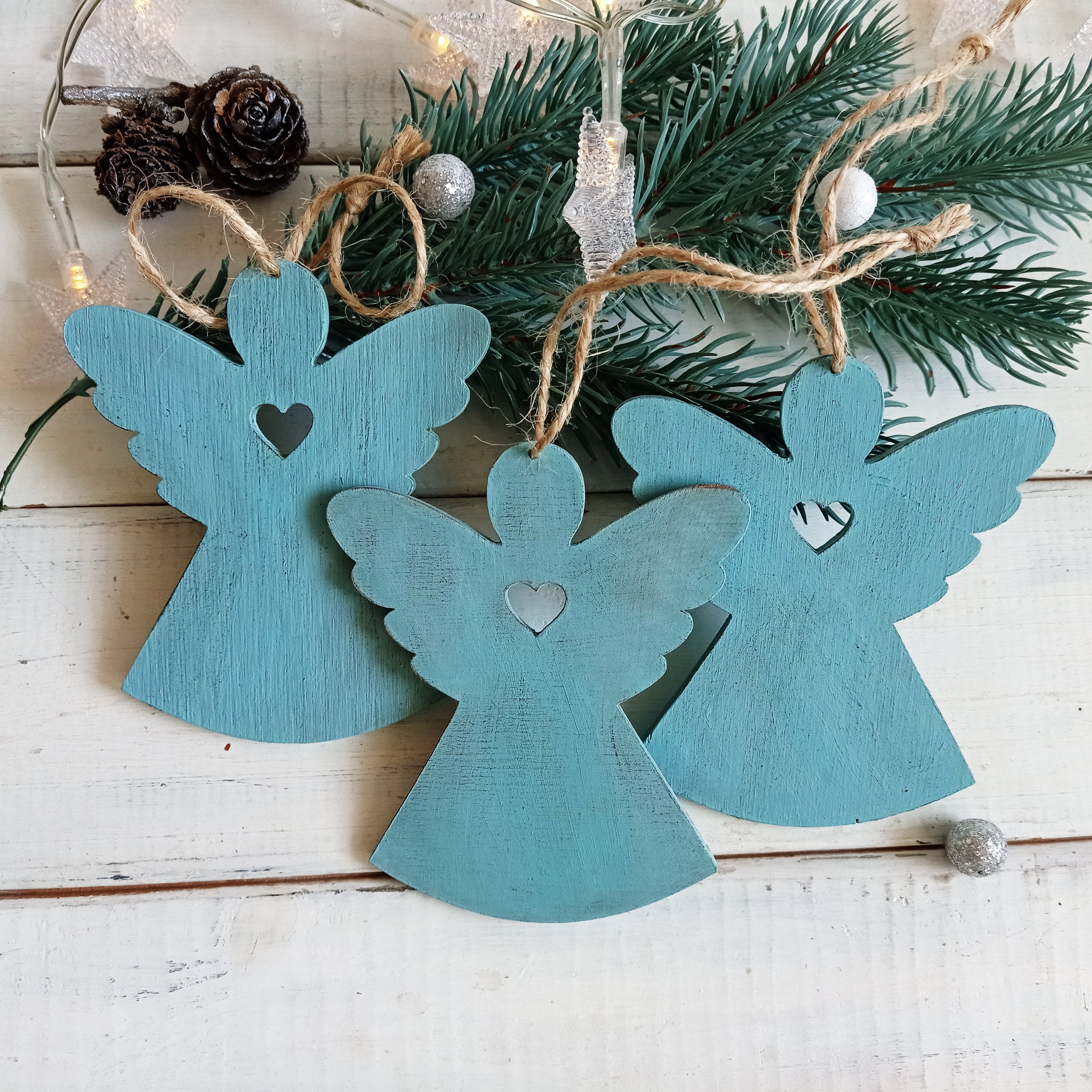 Rustic Christmas Angels Wooden Christmas Ornament Christmas - Etsy