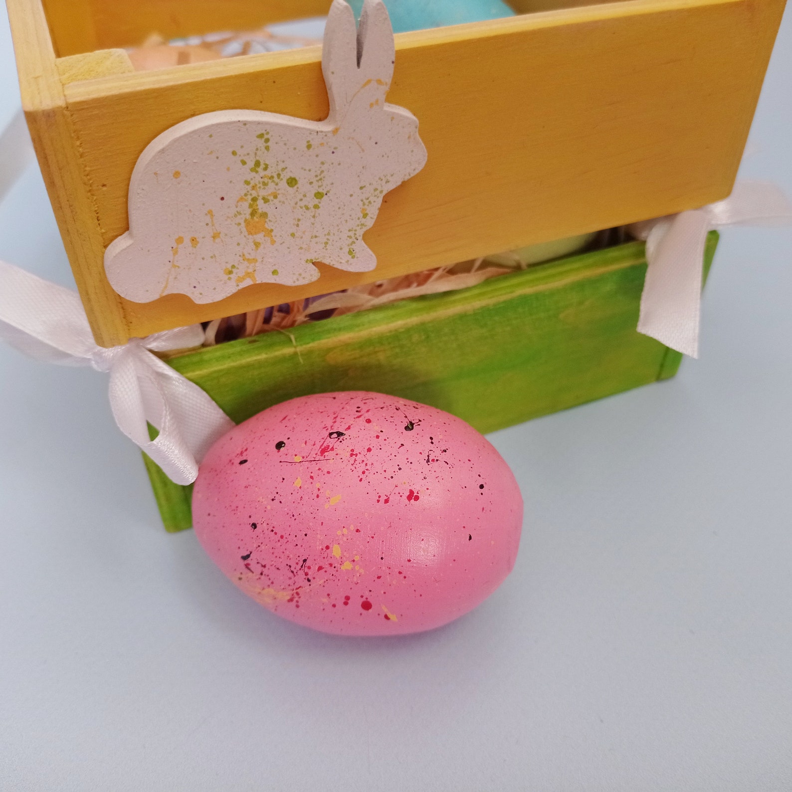 Personalized Wooden Easter Basket With Hand Painted Eggs - Etsy