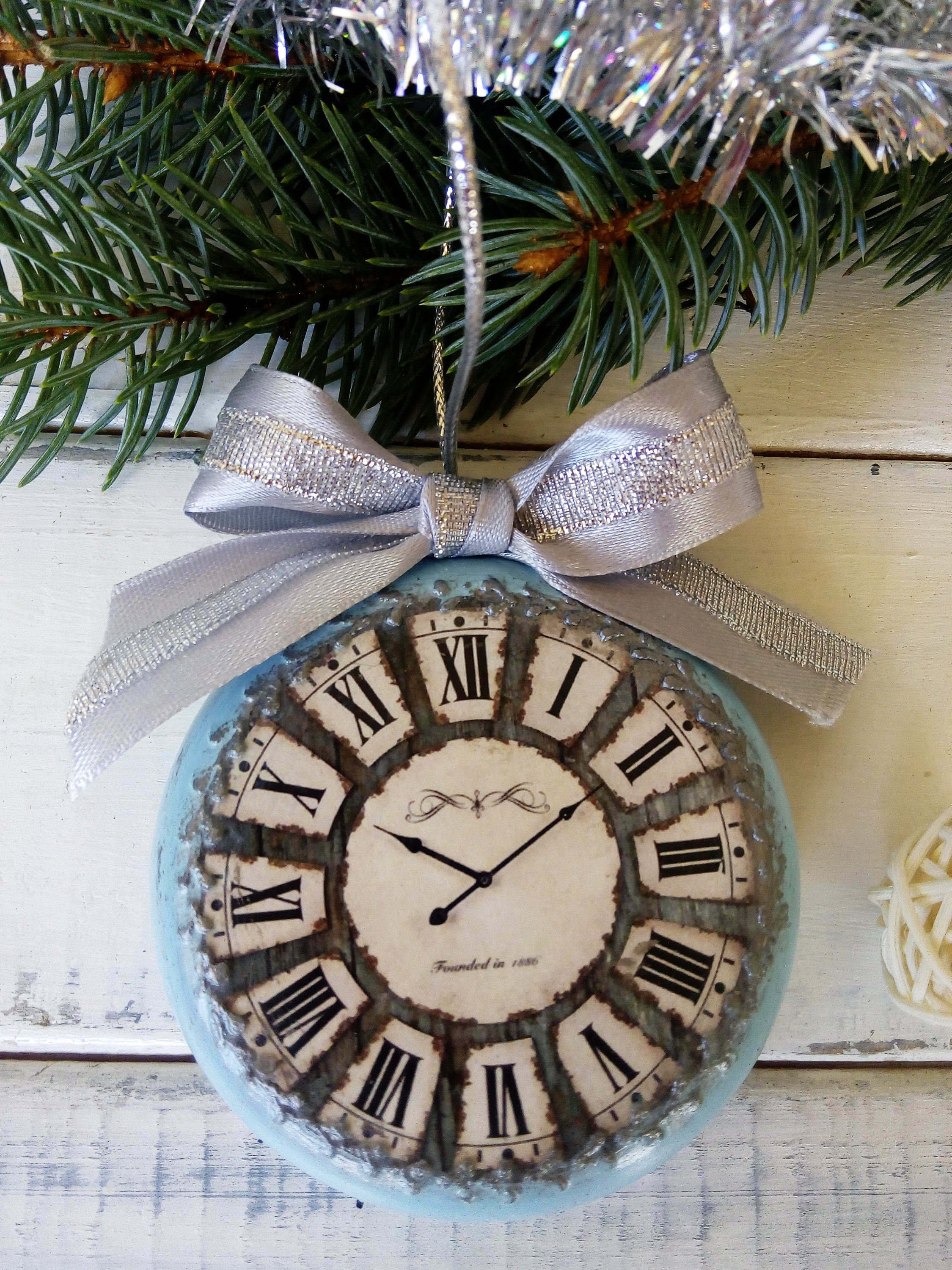 Retro Christmas Ornaments Clock Round Form in Vintage Styles - Etsy