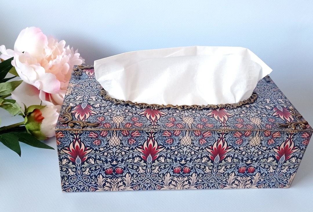 Personalised Tissue Box Cover Inspired William Morris. Wooden Storage ...