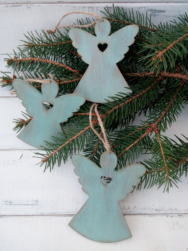 Rustic Christmas Angels Wooden Christmas ornament Christmas | Etsy