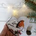Winter Bird Robin Hanging Heart. Wooden Christmas Ornament - Etsy