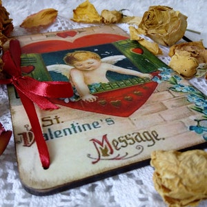 Wooden Valentines Cards for 1st Valentine's Day Gift Vintage Style Card ...