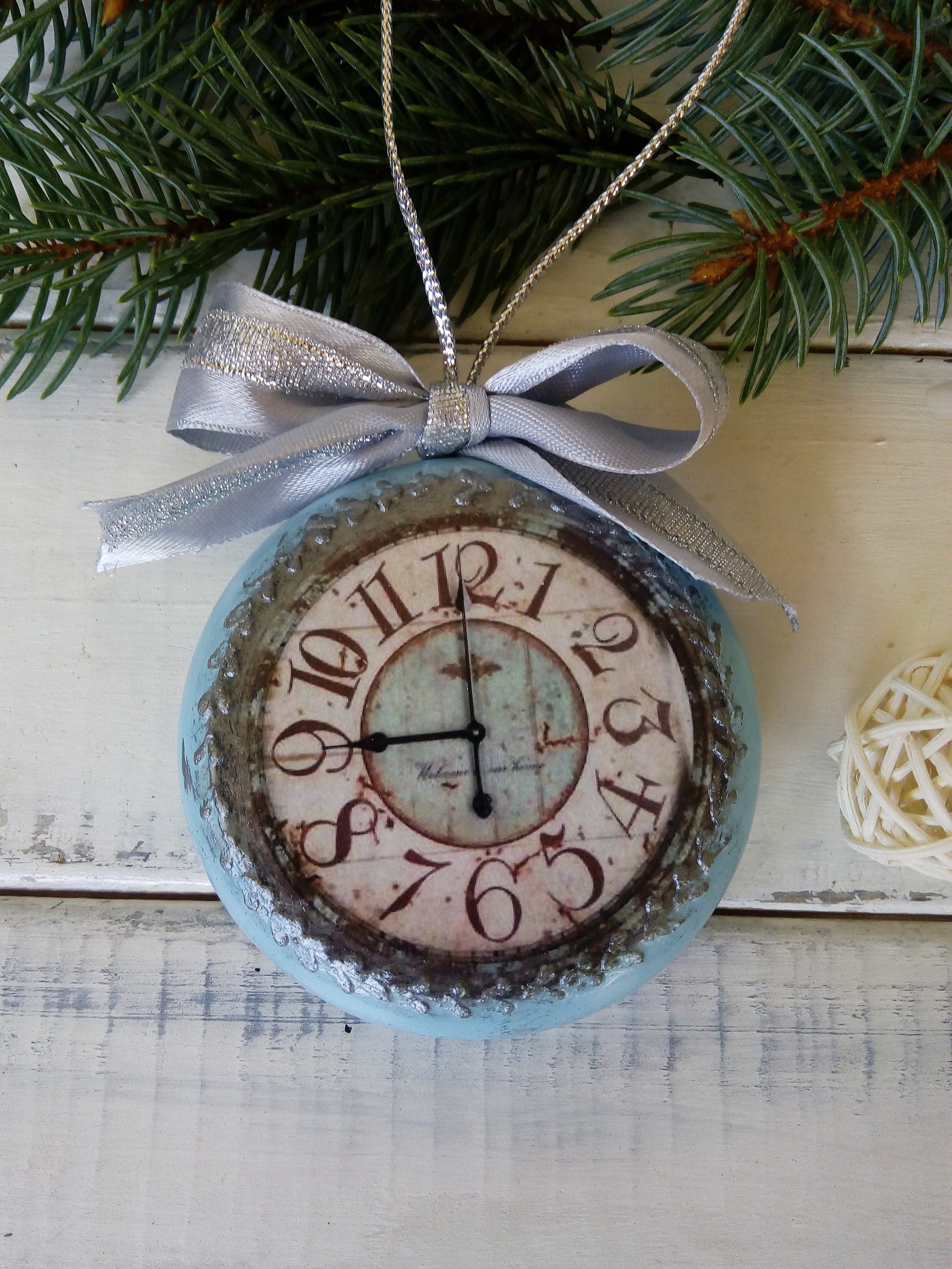 Retro Christmas Ornaments Clock Round Form in Vintage Styles - Etsy