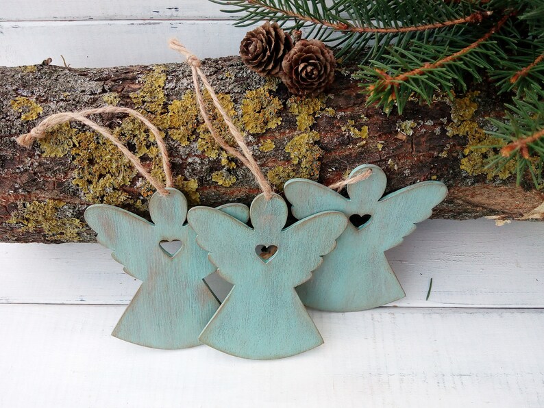 Rustic Christmas Angels Wooden Christmas ornament Christmas | Etsy