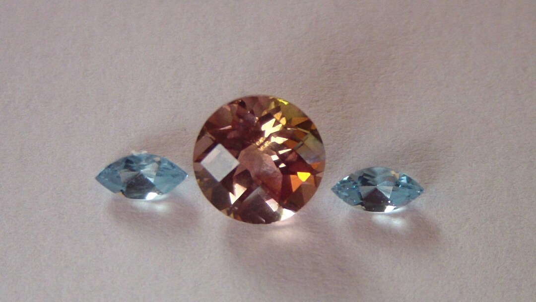 Parti Tourmaline/zambian Aquamarine Combo Natural Andy's - Etsy