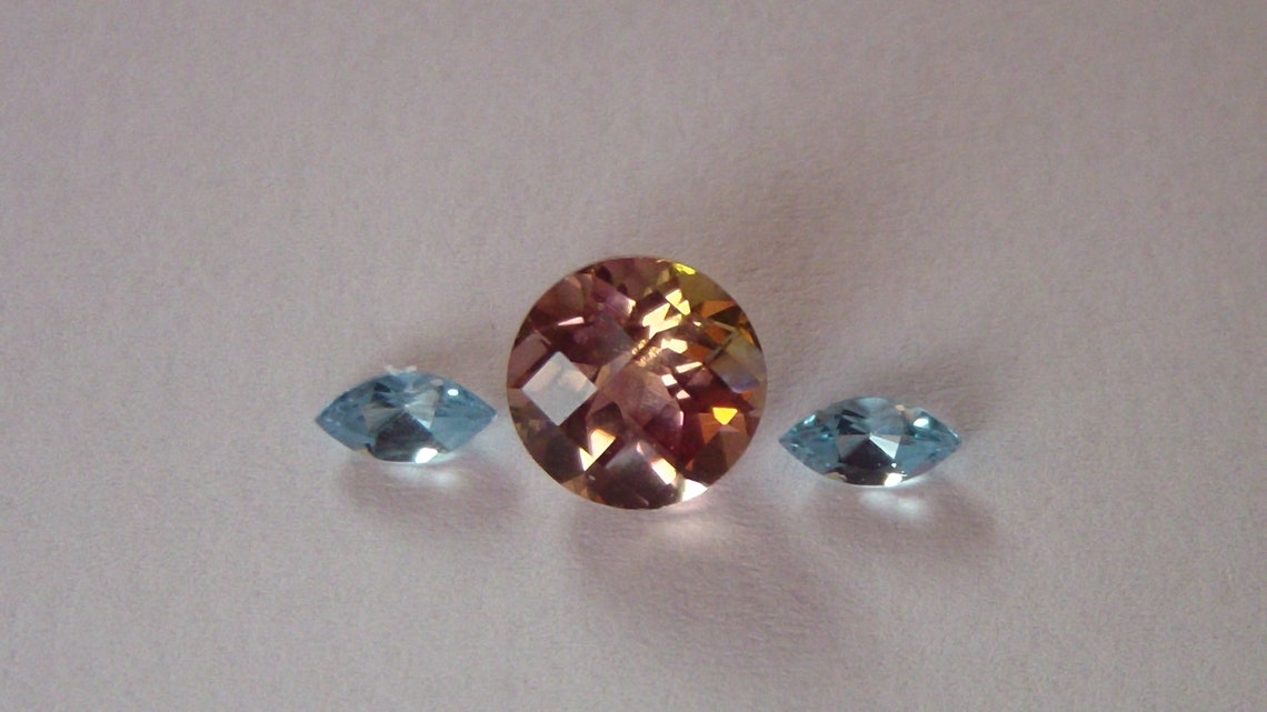Parti Tourmaline/zambian Aquamarine Combo Natural Andy's - Etsy