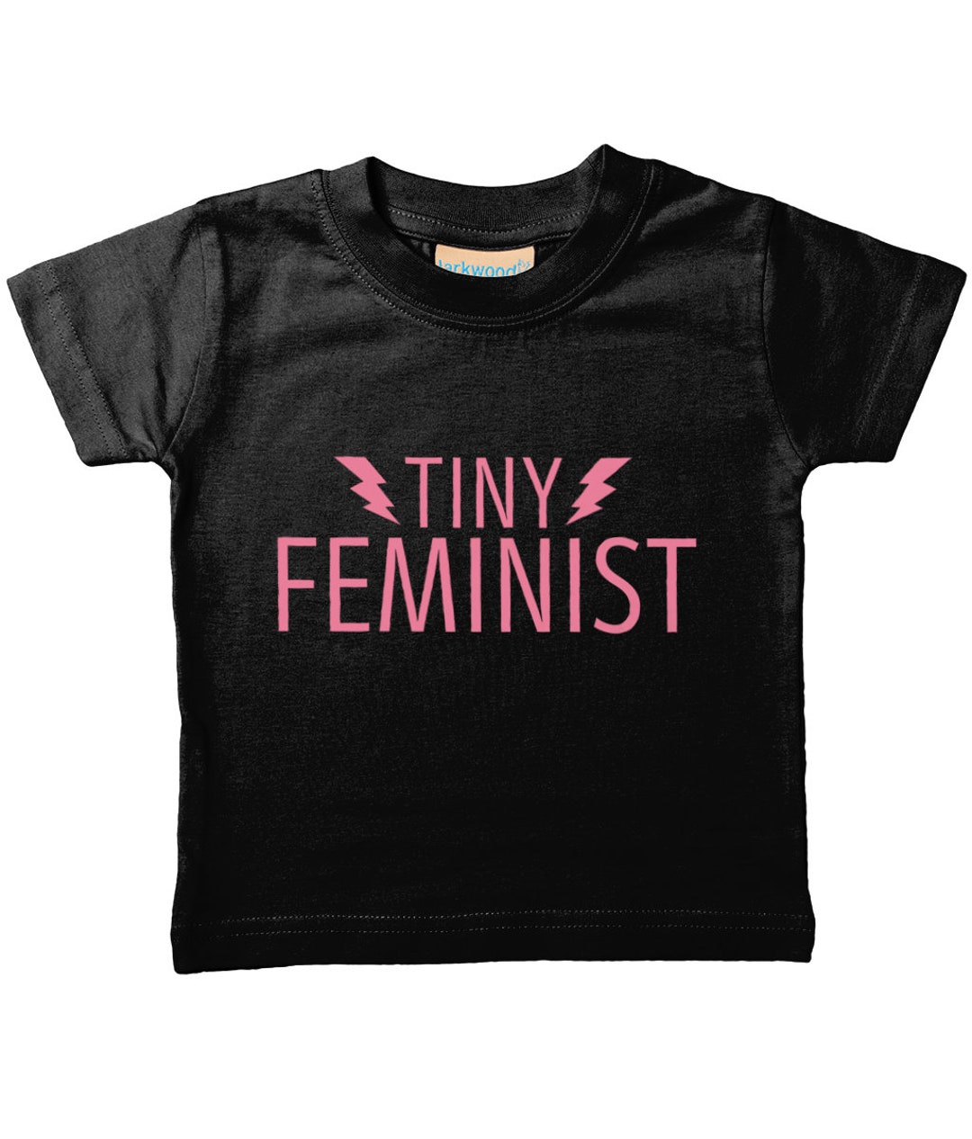 Tiny Feminist Pink Logo Baby/toddler Black T-shirt Tee Lightning Bolts ...