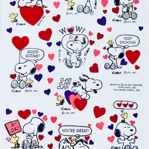 Snoopy,woodstock Peanuts Characters Vintage Stickers, Full Sheet ...