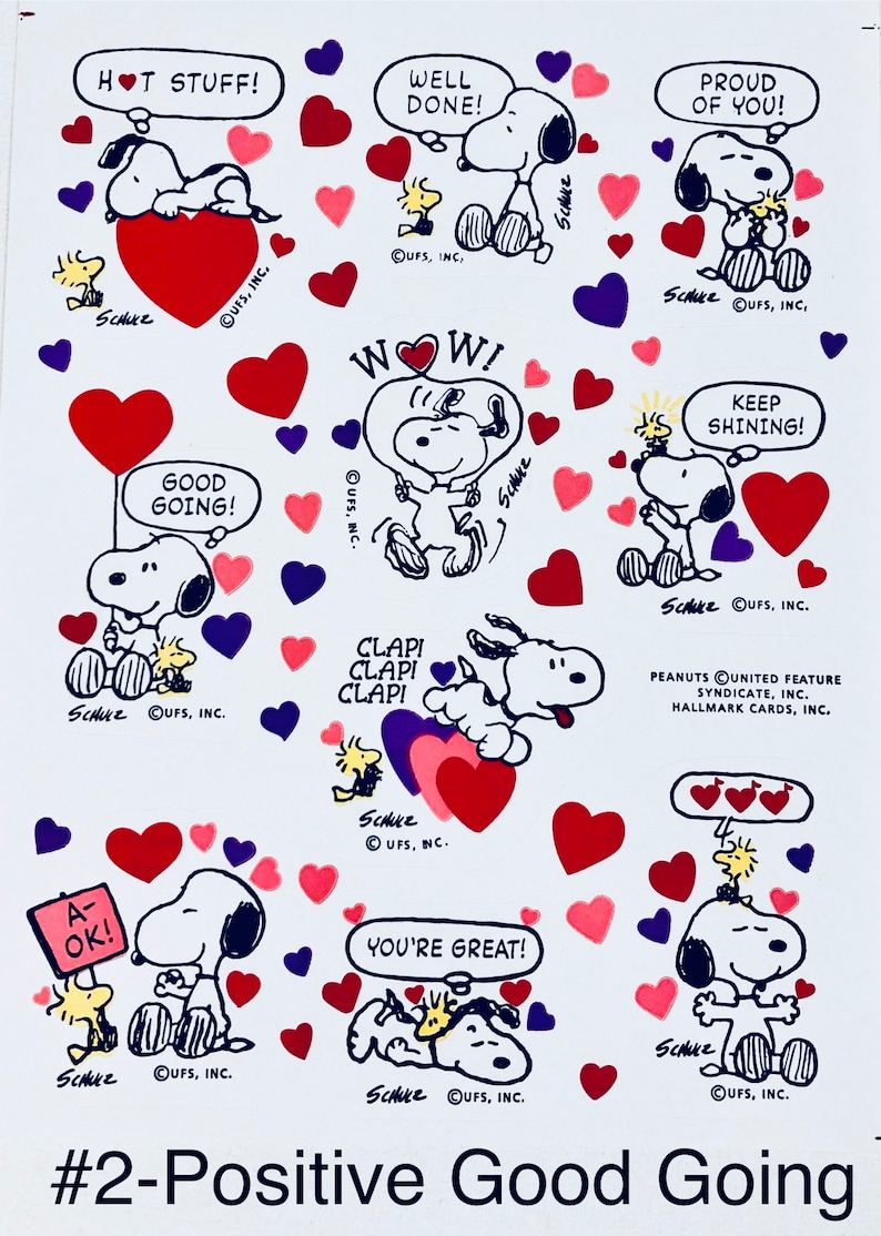 Snoopy,woodstock Peanuts Characters Vintage Stickers, Full Sheet ...