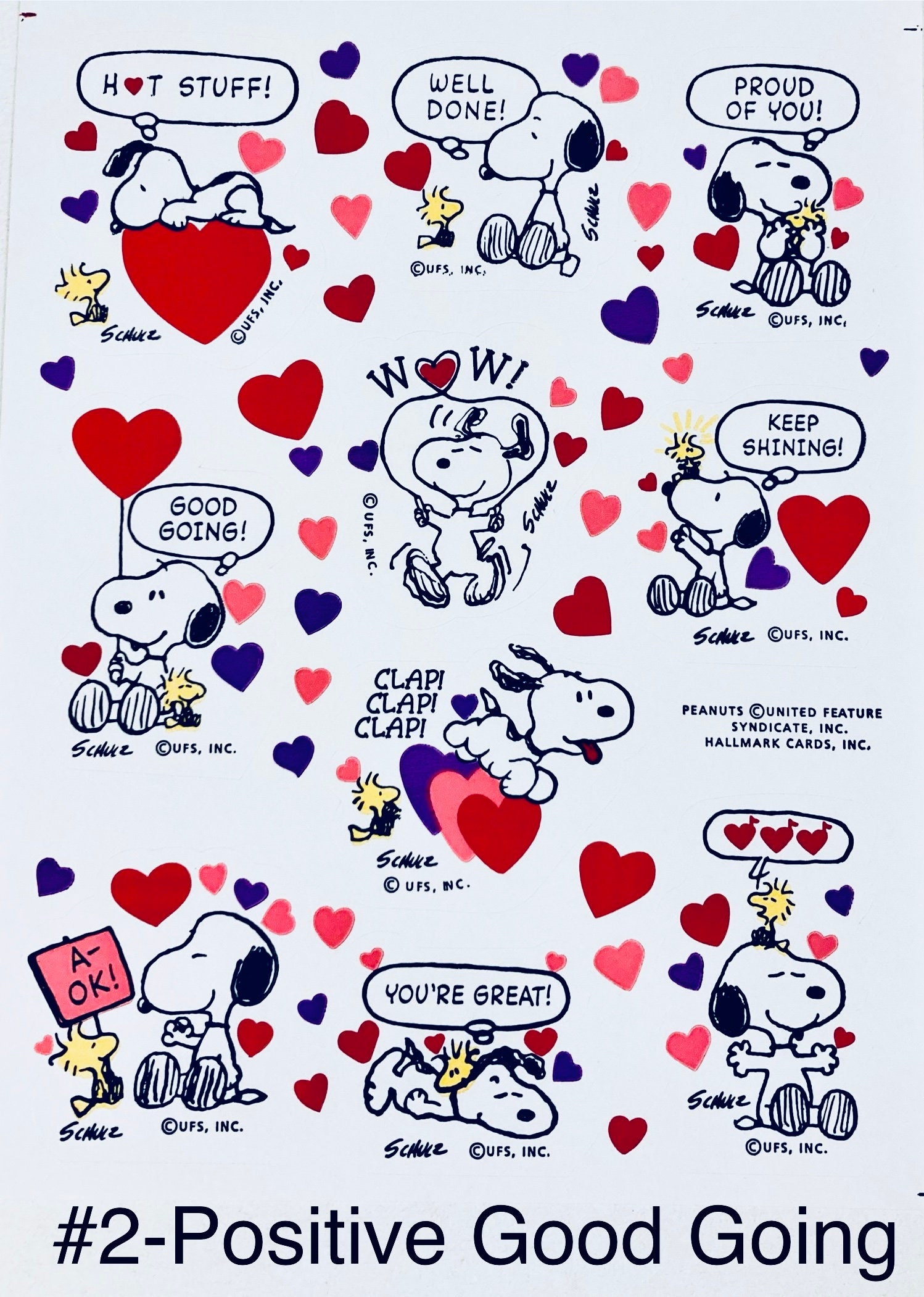 Snoopy,woodstock Peanuts Characters Vintage Stickers, Full Sheet ...