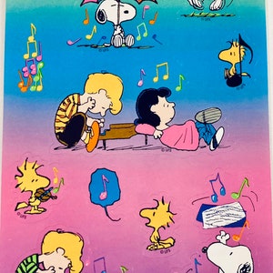 Snoopy,woodstock Peanuts Characters Vintage Stickers, Full Sheet ...
