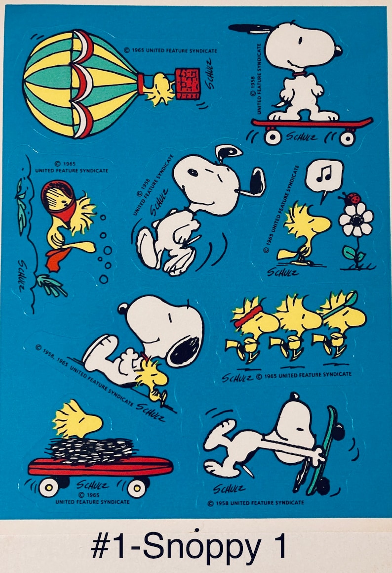 Snoopy,woodstock Peanuts Characters Vintage Stickers, Full Sheet ...