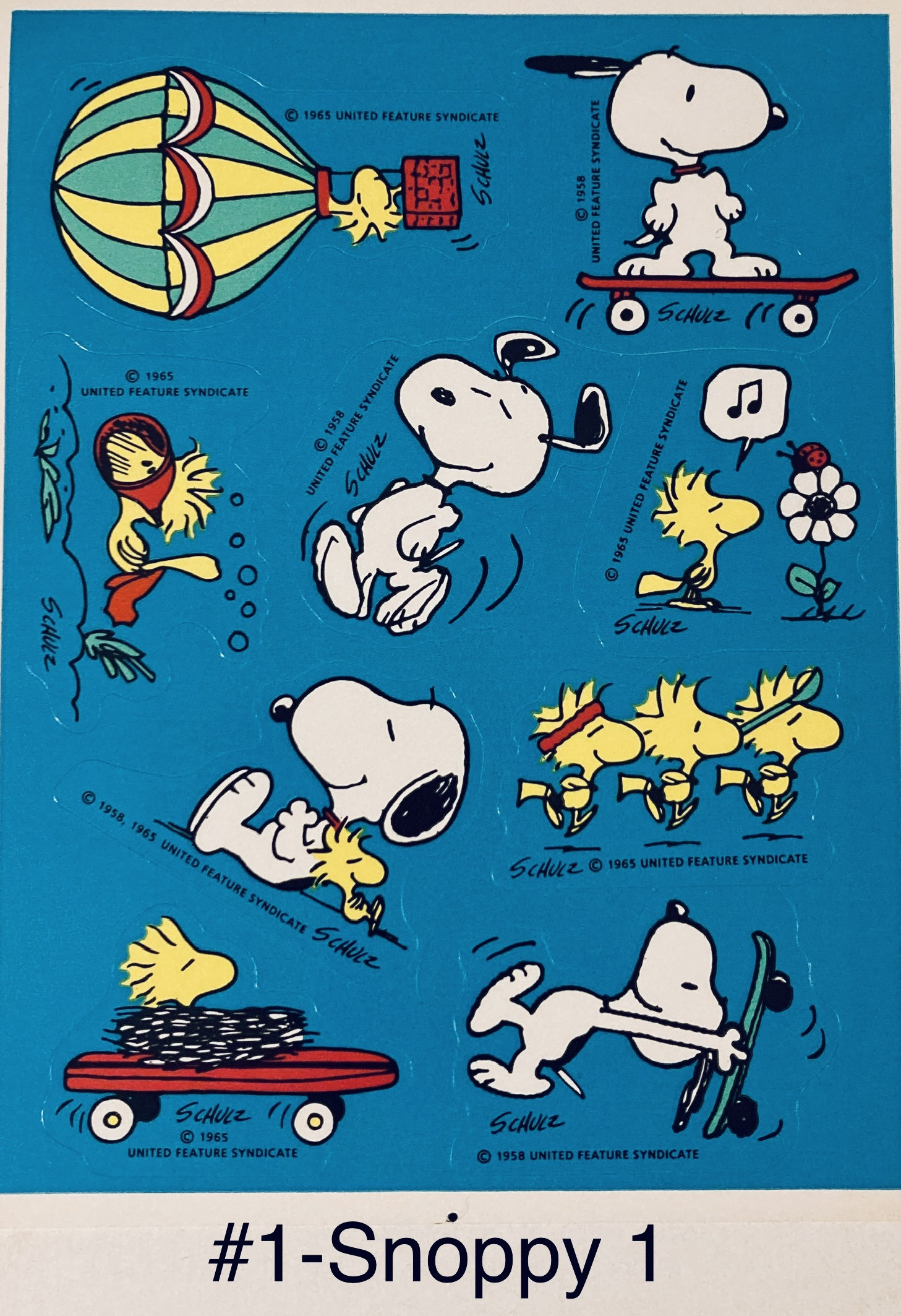 Snoopy,woodstock Peanuts Characters Vintage Stickers, Full Sheet ...
