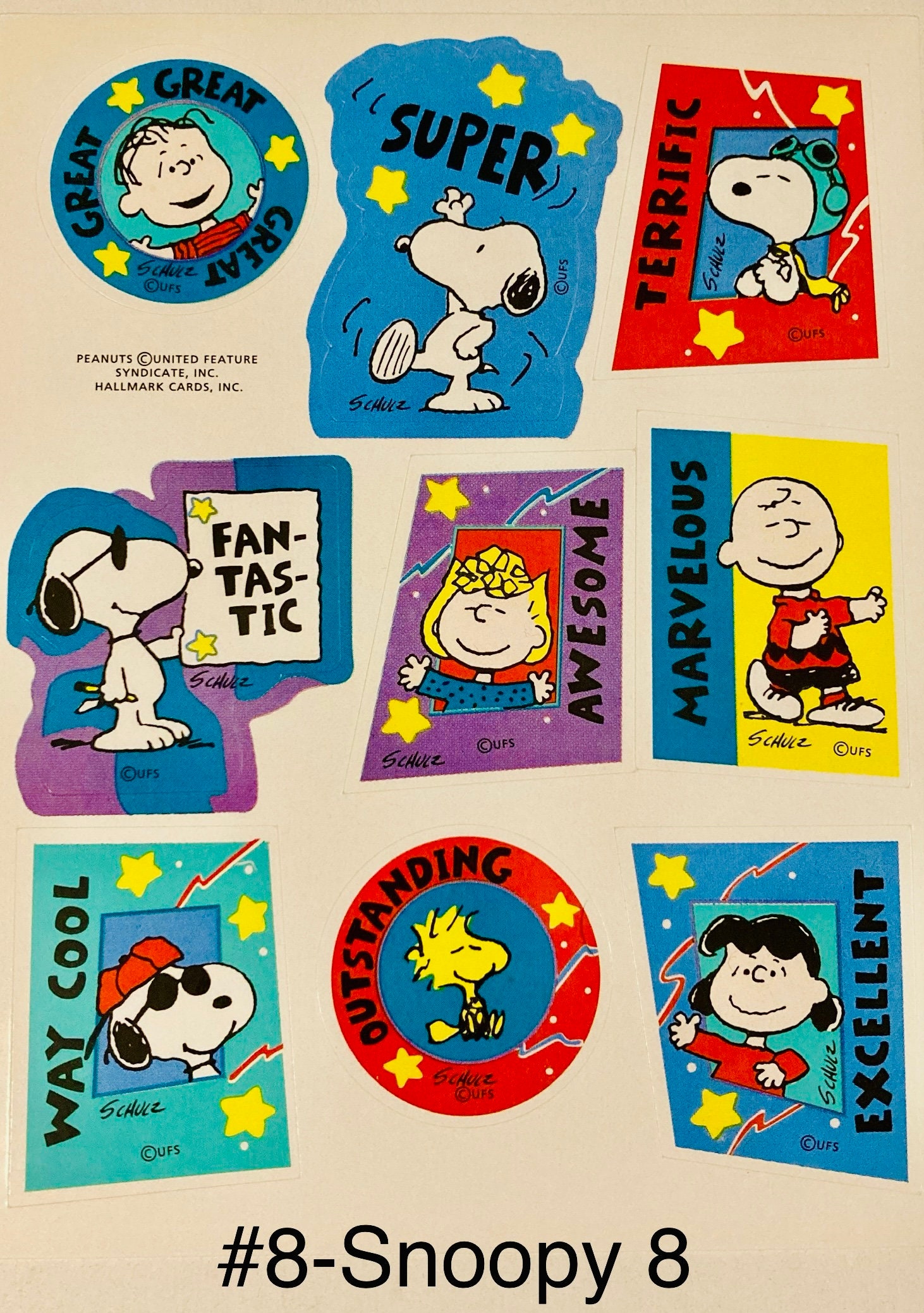 Snoopy,woodstock Peanuts Characters Vintage Stickers, Full Sheet ...