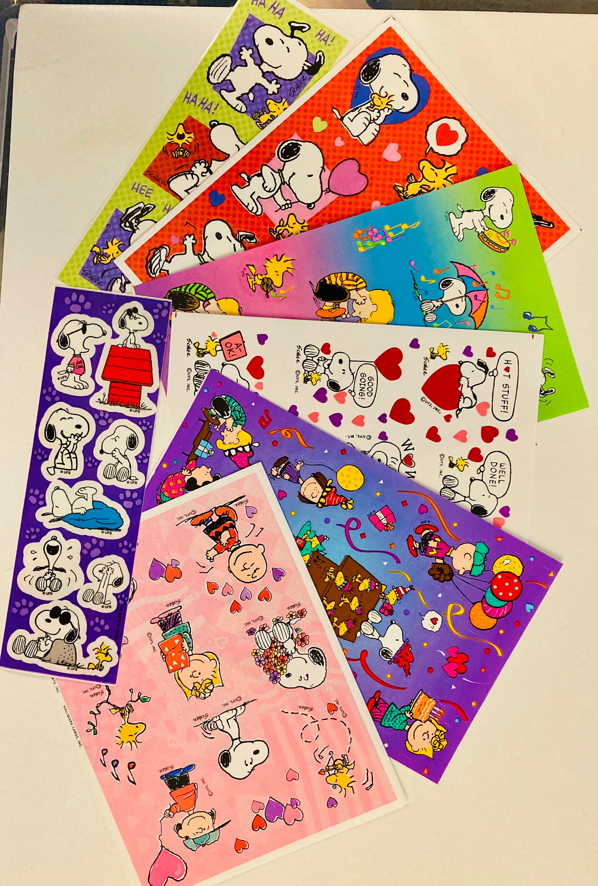 Snoopy,woodstock Peanuts Characters Vintage Stickers, Full Sheet ...