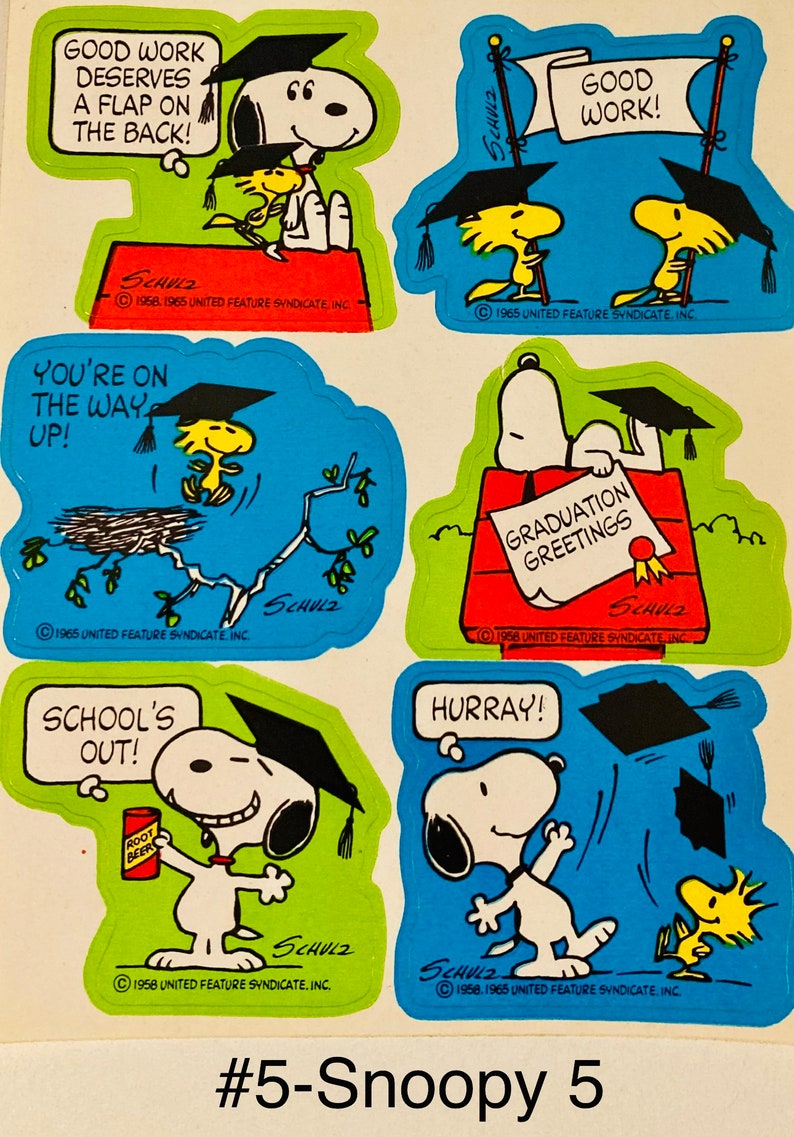 Snoopy,woodstock Peanuts Characters Vintage Stickers, Full Sheet ...