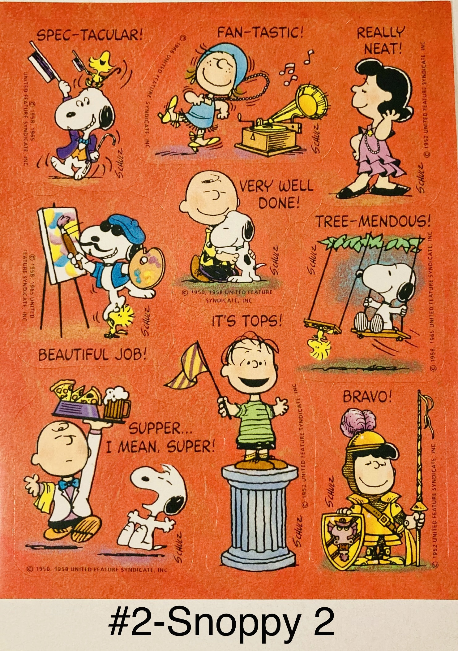 Snoopy,woodstock Peanuts Characters Vintage Stickers, Full Sheet ...