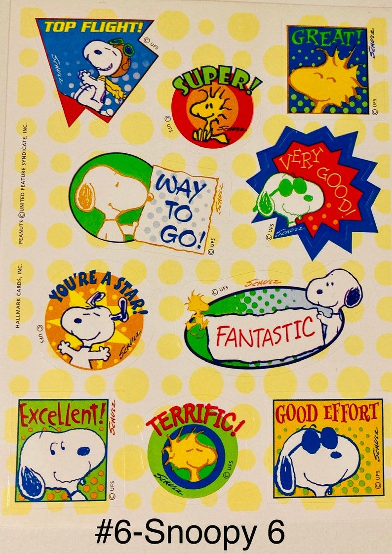 Snoopy,woodstock Peanuts Characters Vintage Stickers, Full Sheet ...