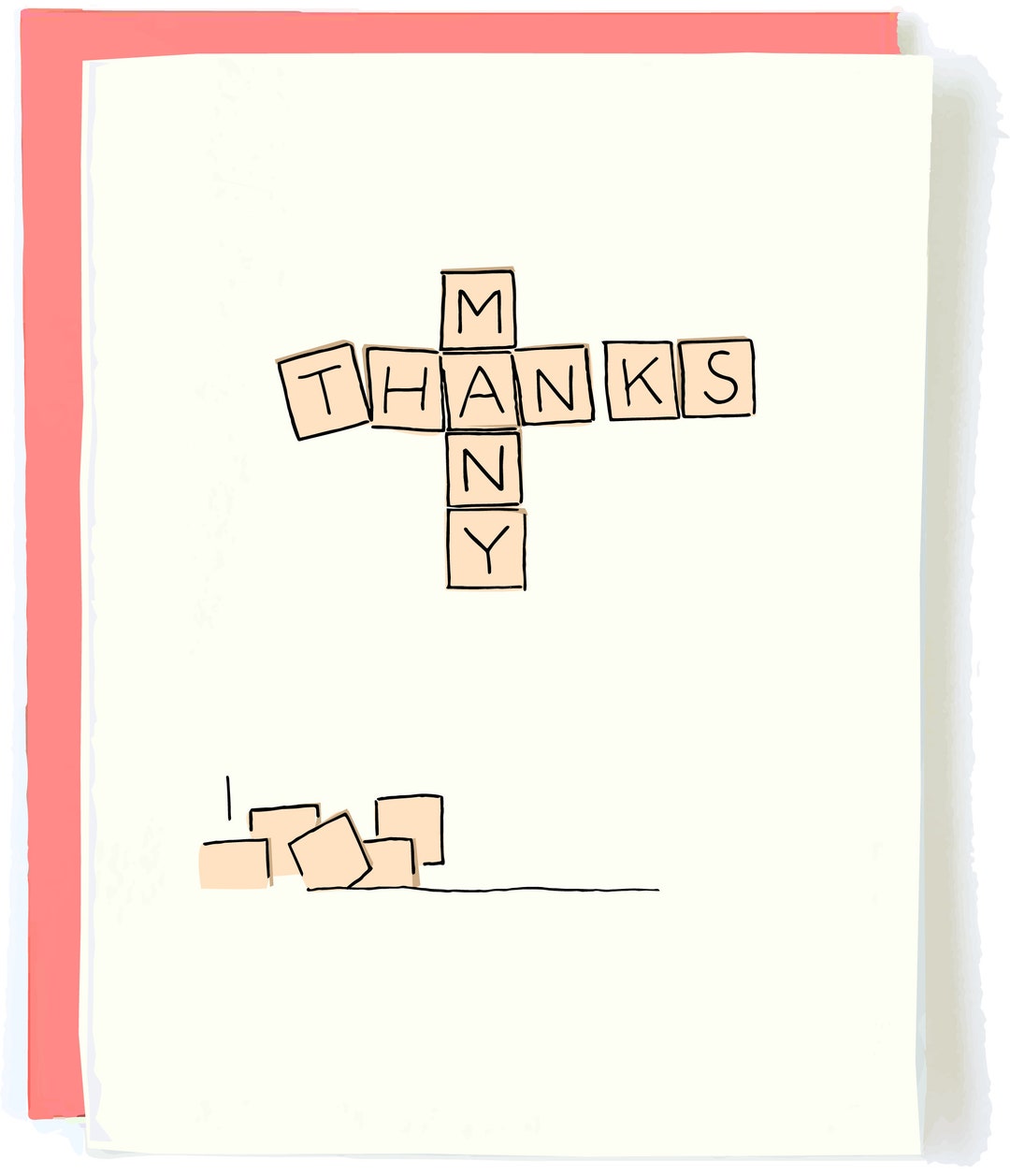 Thank You Card, Scrabble, Teacher Thank You Gift, Bridal Shower Thank ...