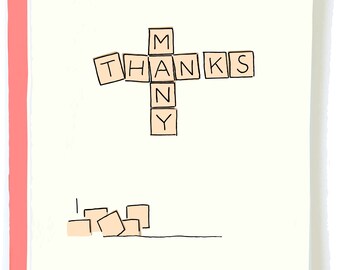 Scrabble Thank You Card - Etsy