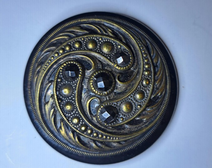 Large Antique Button With Cut Steels & Paisley Motifs. - Etsy