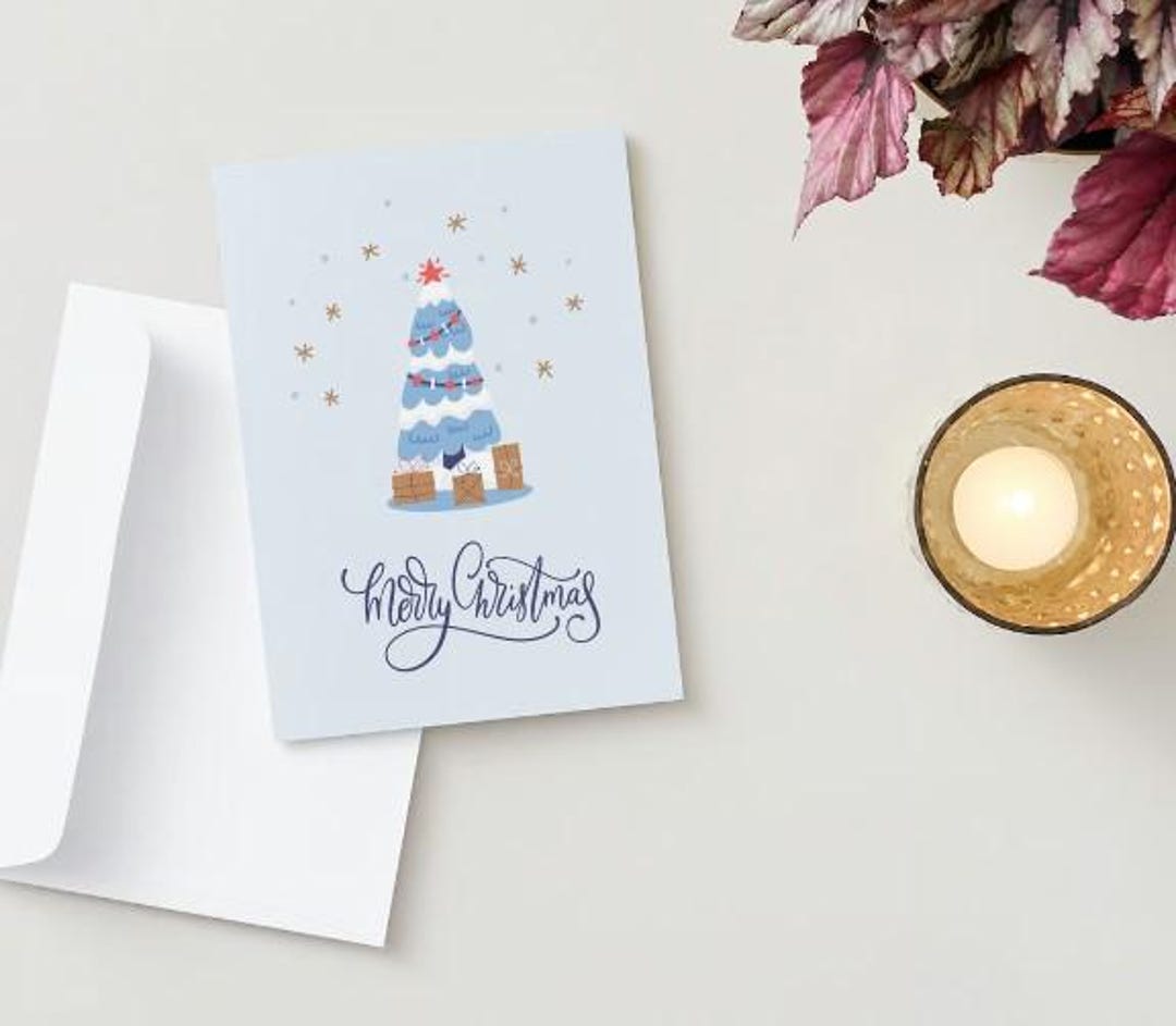 Folded Card 10x7 In. Merry Christmas Card - Etsy