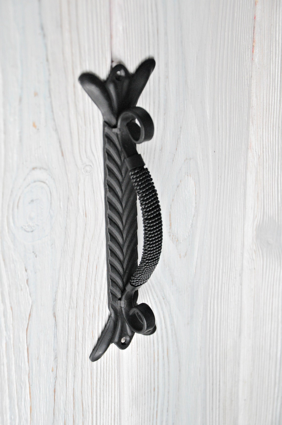 Wrought iron pull Barn door handle Drawer pull Hand forged | Etsy