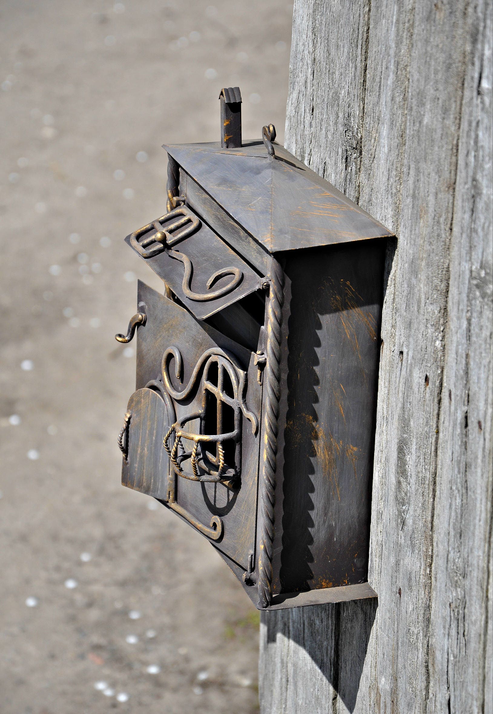 Mailbox Post Forged Mailbox Ranch Decor Cottage Decor Rustik - Etsy