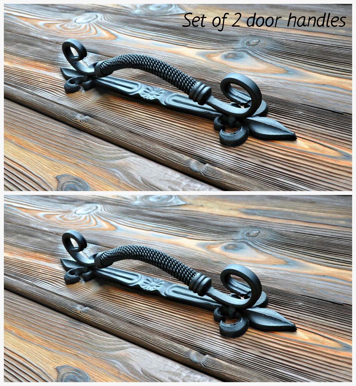 Set of 2 Garage Door Pull Handle Wooden Door Metal Gate Decor Forged ...