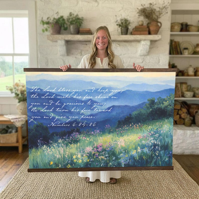 The Lord Bless You and Keep You | Mountain Landscape Bible Verse Canvas ...