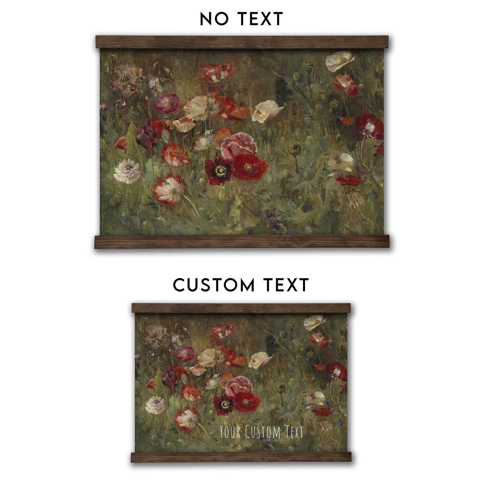Red Poppy Painting on Cotton Tapestry | Vintage Floral Canvas Wall ...