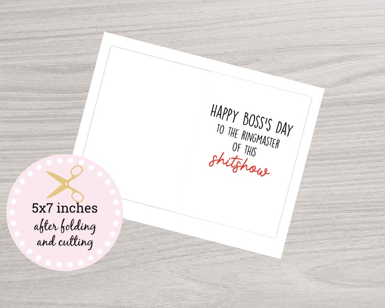 Printable Funny Boss's Day Card, Happy Boss's Day, Boss's Day Card, 5x7 ...