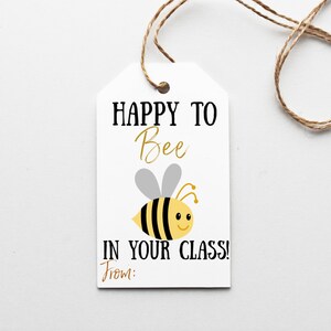 Back to School Teacher Printable Gift Tag, Happy to Bee in Your Class ...