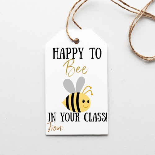 Back to School Teacher Printable Gift Tag Happy to Bee in - Etsy