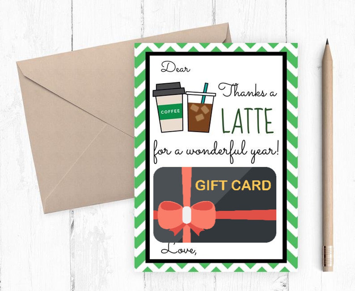 Coffee Teacher Gift Card Printable Teacher Gift Card Holder - Etsy