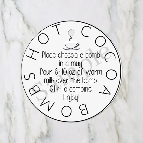 Hot Chocolate Bomb Tag. Hot Cocoa Bomb Instructions Card. - Etsy