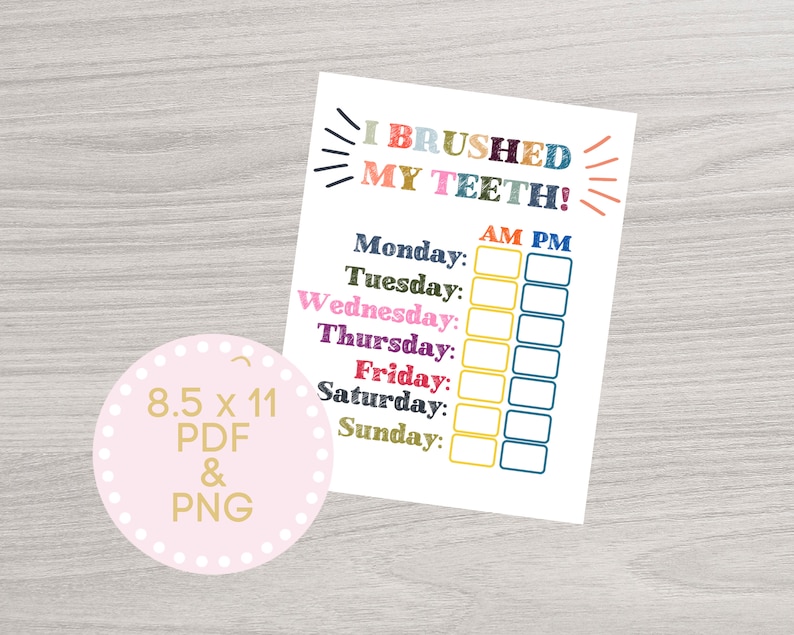 Brushed Teeth Chart, Printable Brushed Chart, Kids Printable - Etsy