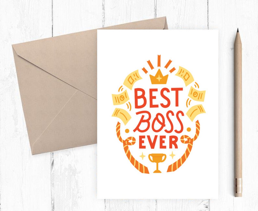Best Boss Ever Printable Card, Boss' Day Card, Boss Birthday Card 5x7 ...