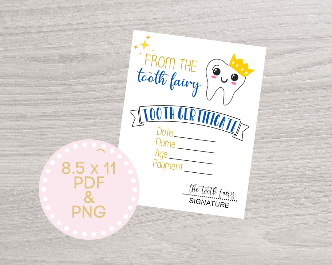 Tooth Fair Certificate, Printable Tooth Fairy Certificate, From the ...