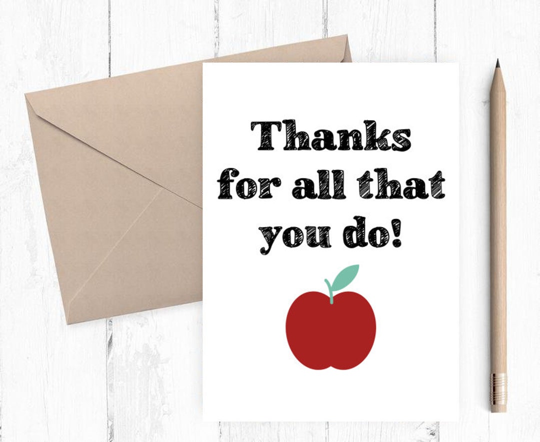End of Year Card for Teacher, Teacher Appreciation Card, Printable Card ...