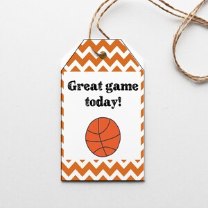 Basketball Printable Gift Tag for Snacks, Great Game Today Favor Tag ...