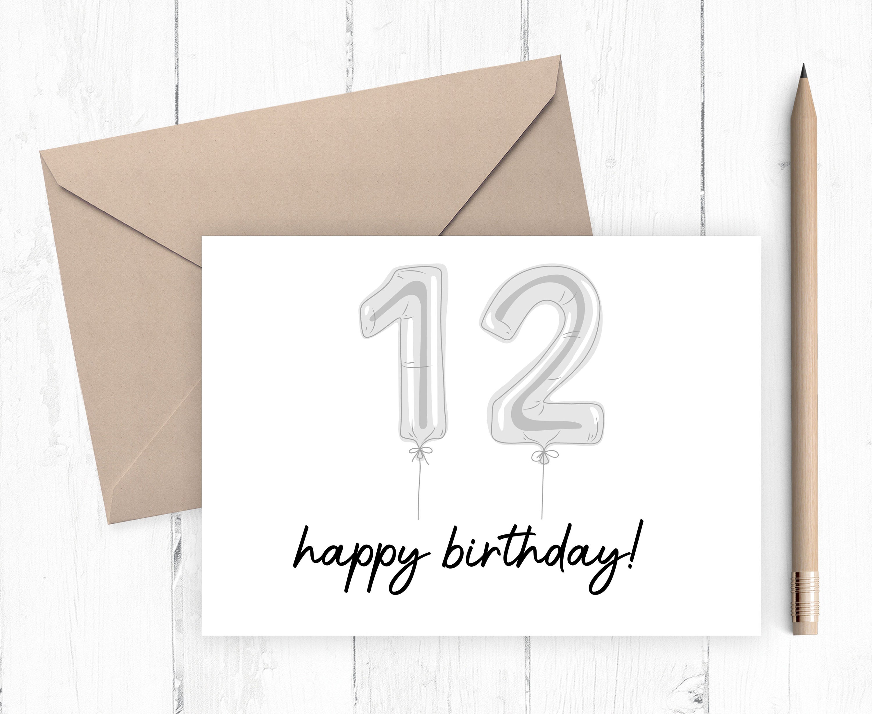 12th Birthday Card Printable 12 year old Birthday Card PDF | Etsy