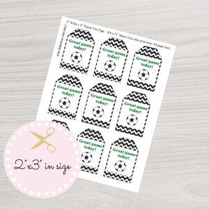 Soccer Printable Gift Tag for Snacks, Great Game Today Favor Tag ...